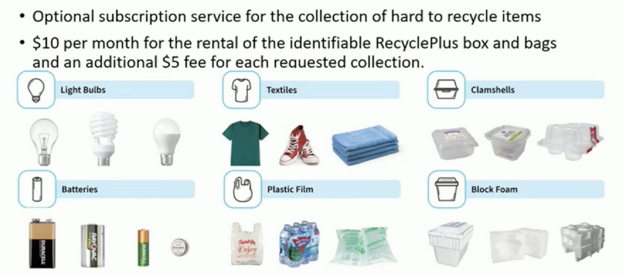 RecyclePlus Items | The Environmental Center